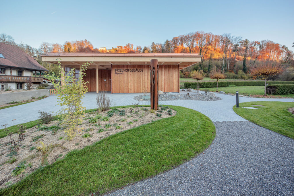 Würdig Abschied nehmenFriedhofgebäude in Flamatt, 2024 - hb Architekten